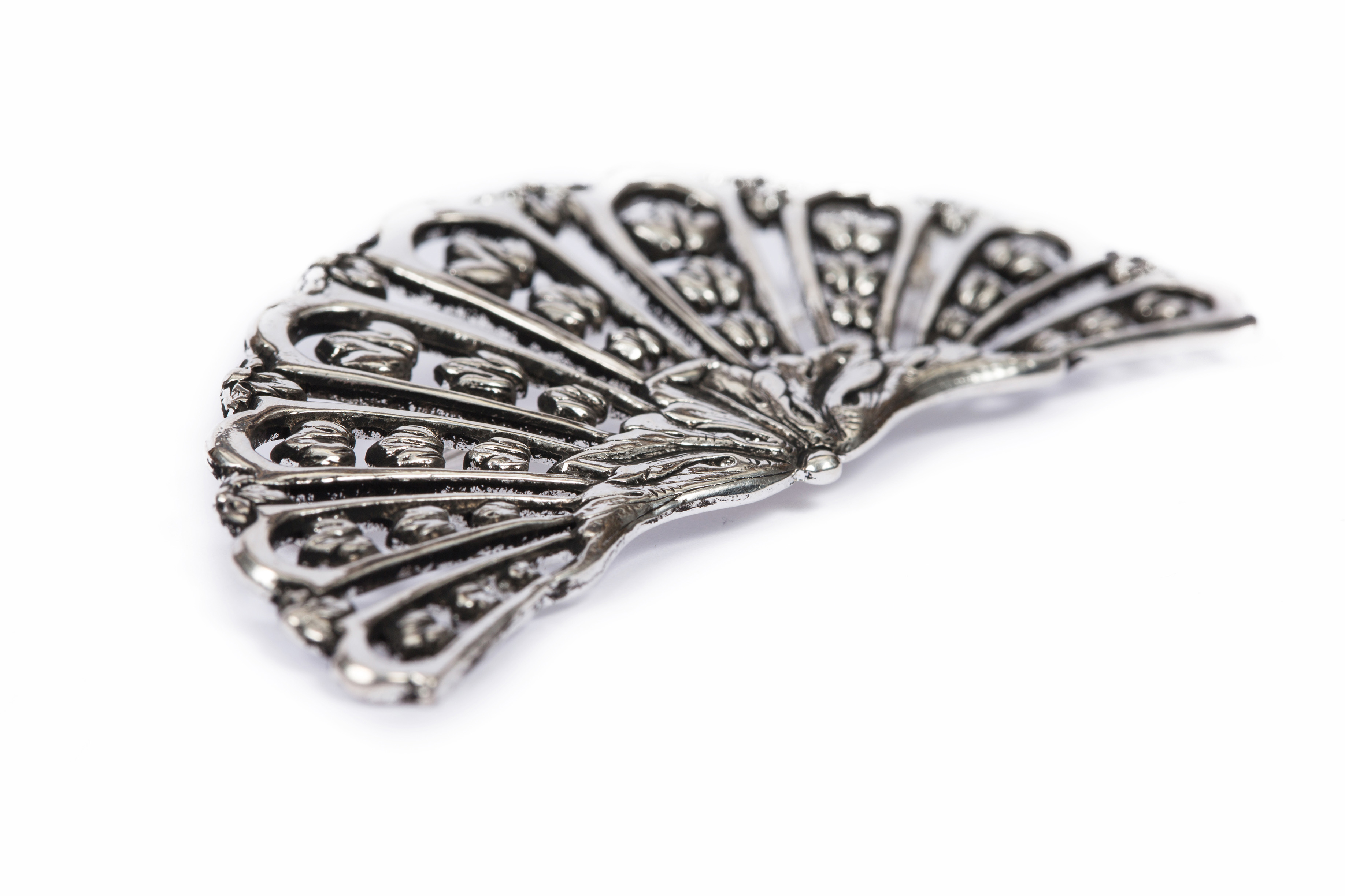 Silver- Filigree Fan Brooch | The Fan Museum